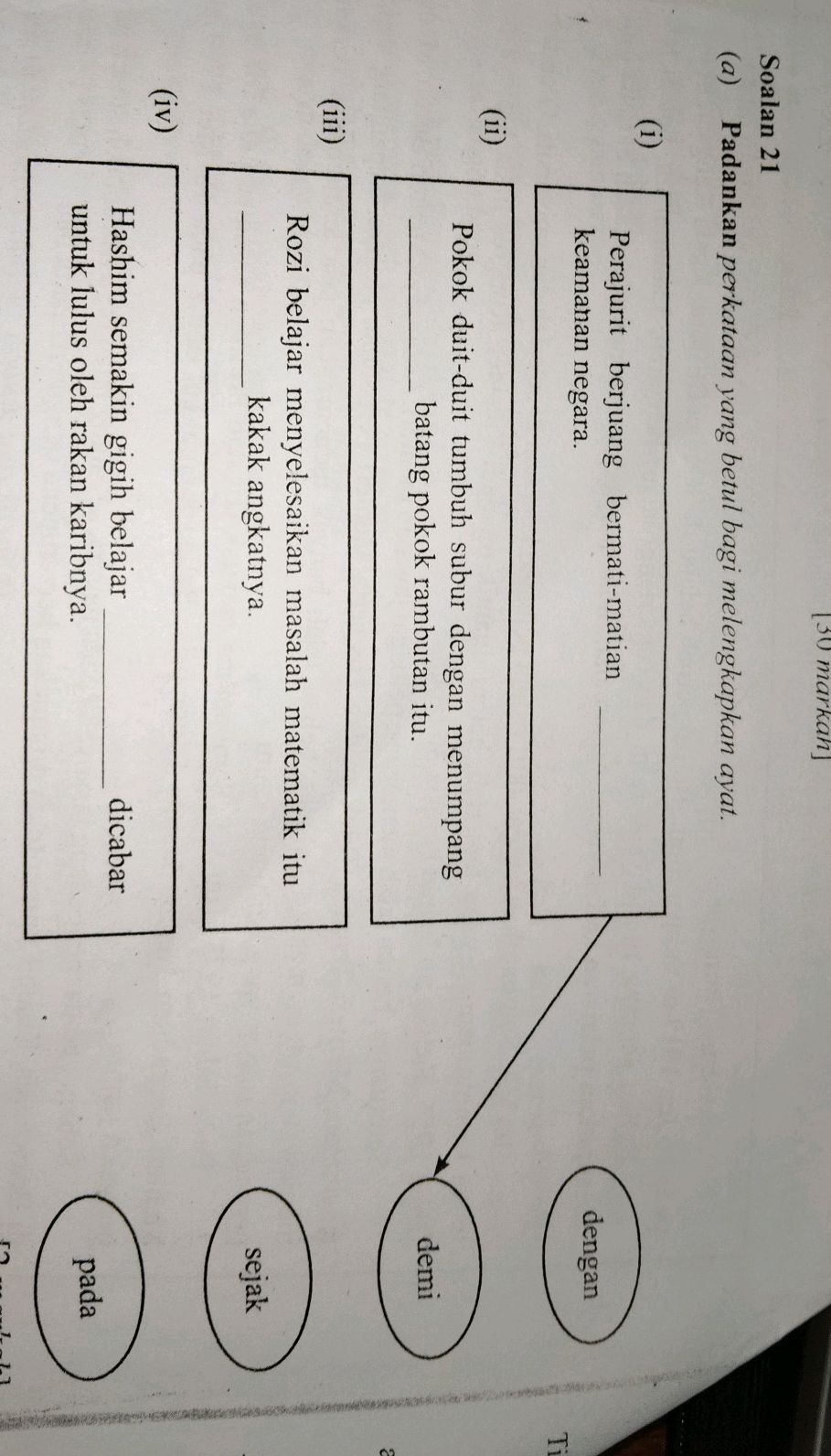 (a) Padankan perkataan yang betul bagi | StudyX
