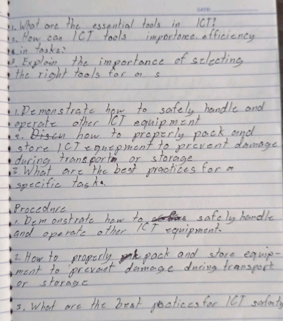 1. What are the essential tools in ICT? 2. | StudyX