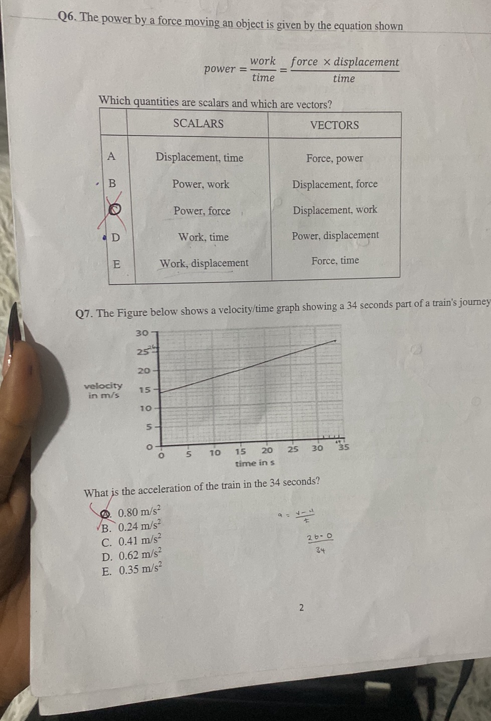 Q6. The power by a force moving an object is | StudyX