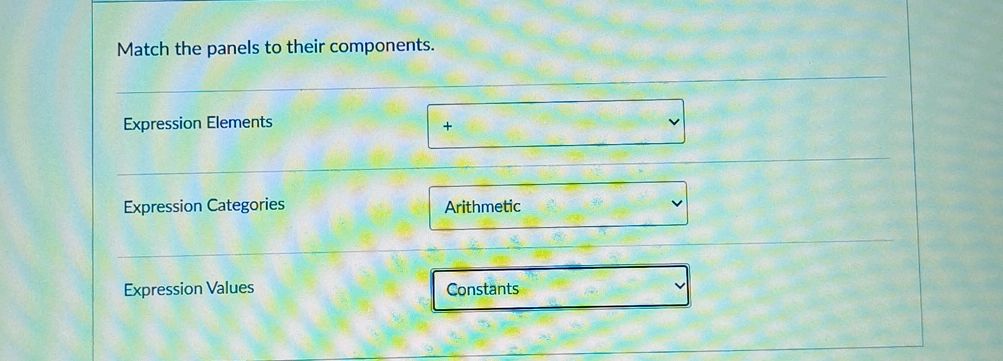Match the panels to their components. | StudyX