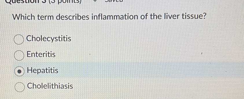 Which term describes inflammation of the | StudyX