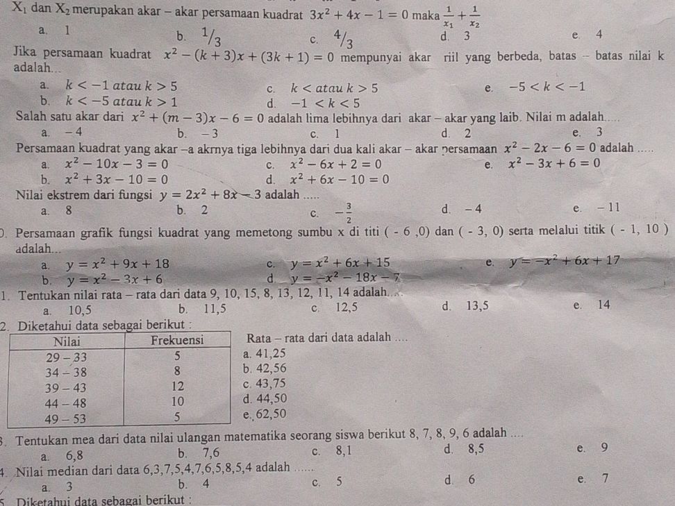 $ {X}_{1}$ dan $ {X}_{2}$ merupakan akar - | StudyX