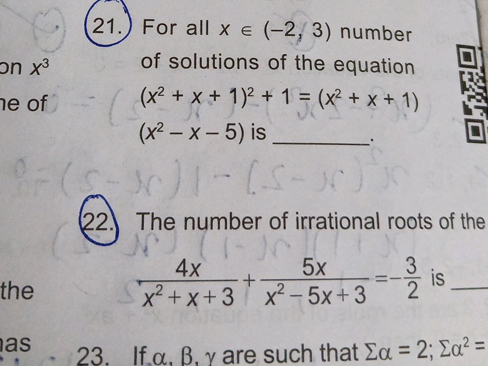 21. For all $x (-2, 3)$ number of | StudyX