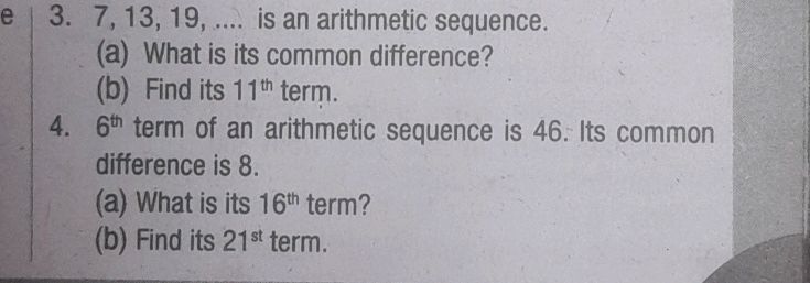 3. 7, 13, 19, .... is an arithmetic | StudyX