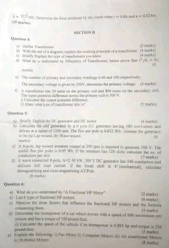 Question 4: a) Define Transformer b) With | StudyX