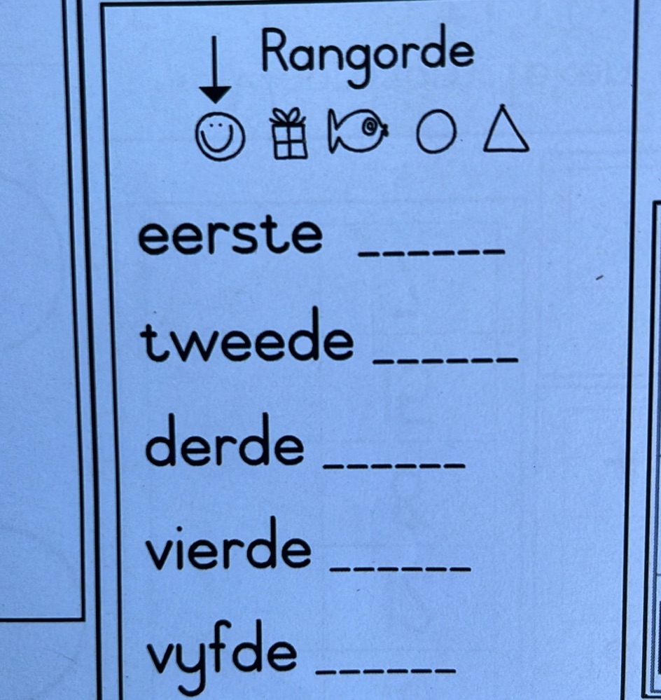 Rangorde 😊 🎁 🐟 erste ______ tweede | StudyX