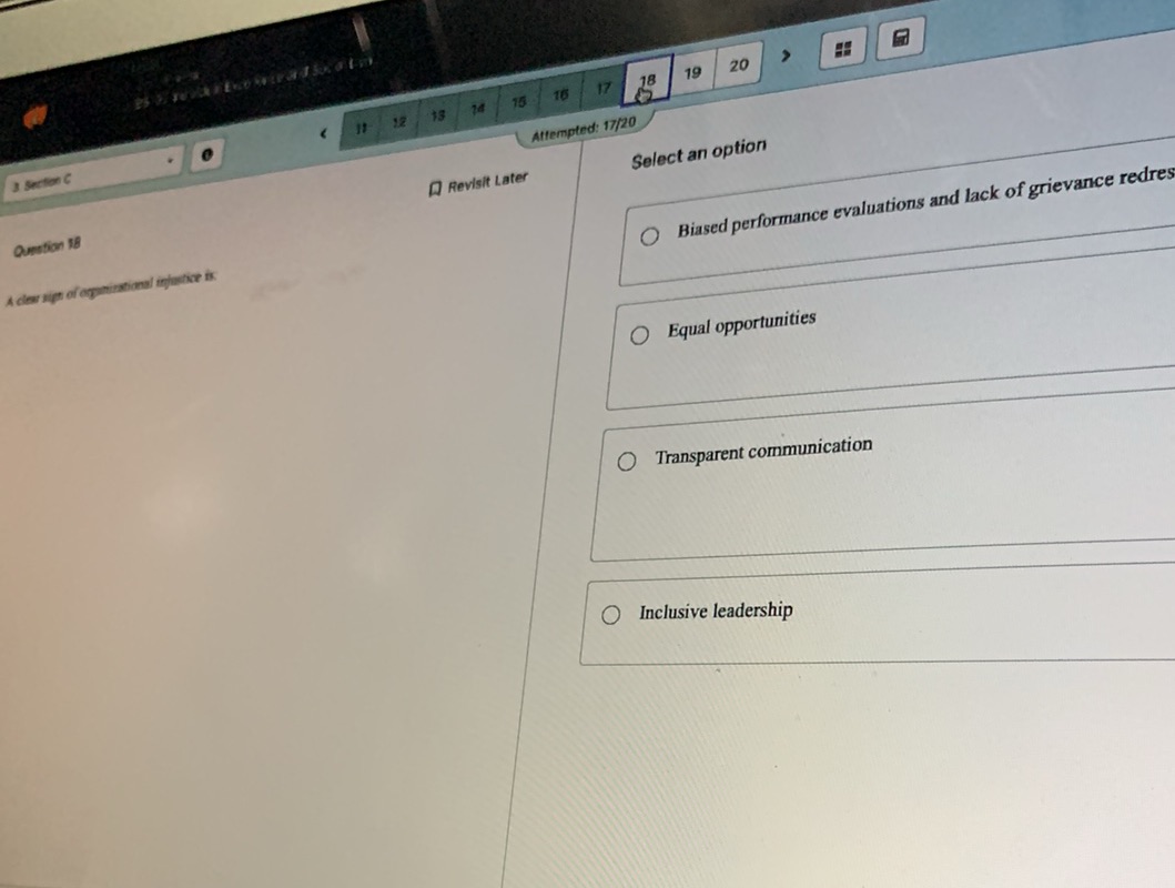 Question 18 A clear sign of organizational | StudyX