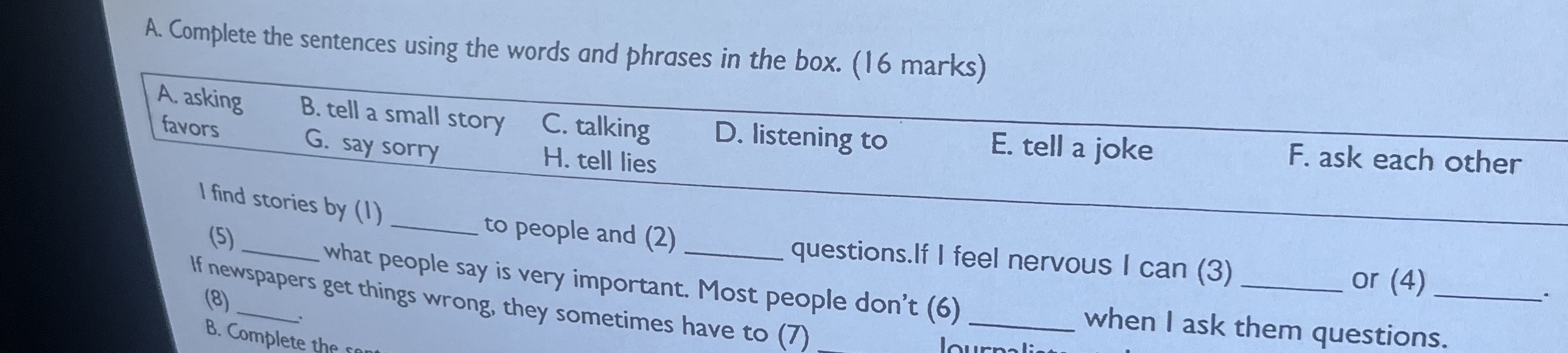 A. Complete the sentences using the words | StudyX