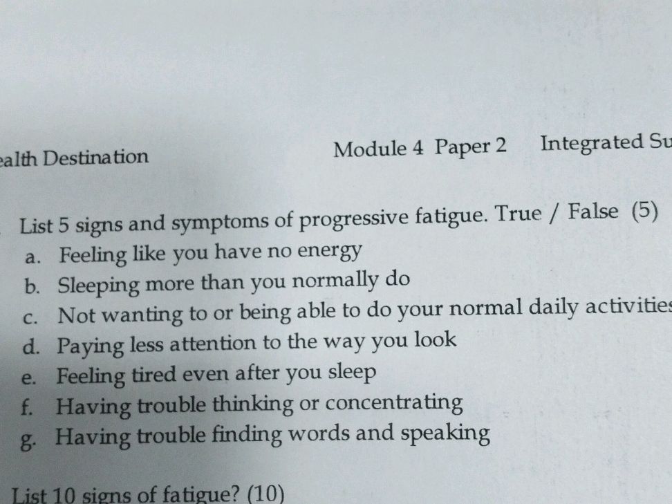 List 5 signs and symptoms of progressive | StudyX