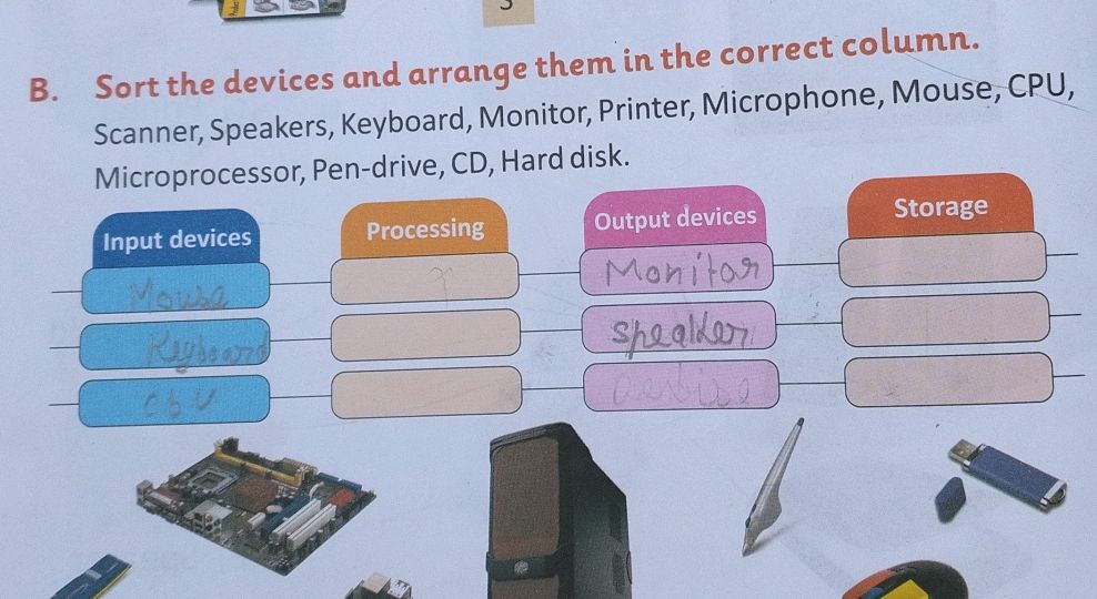 B. Sort the devices and arrange them in the | StudyX