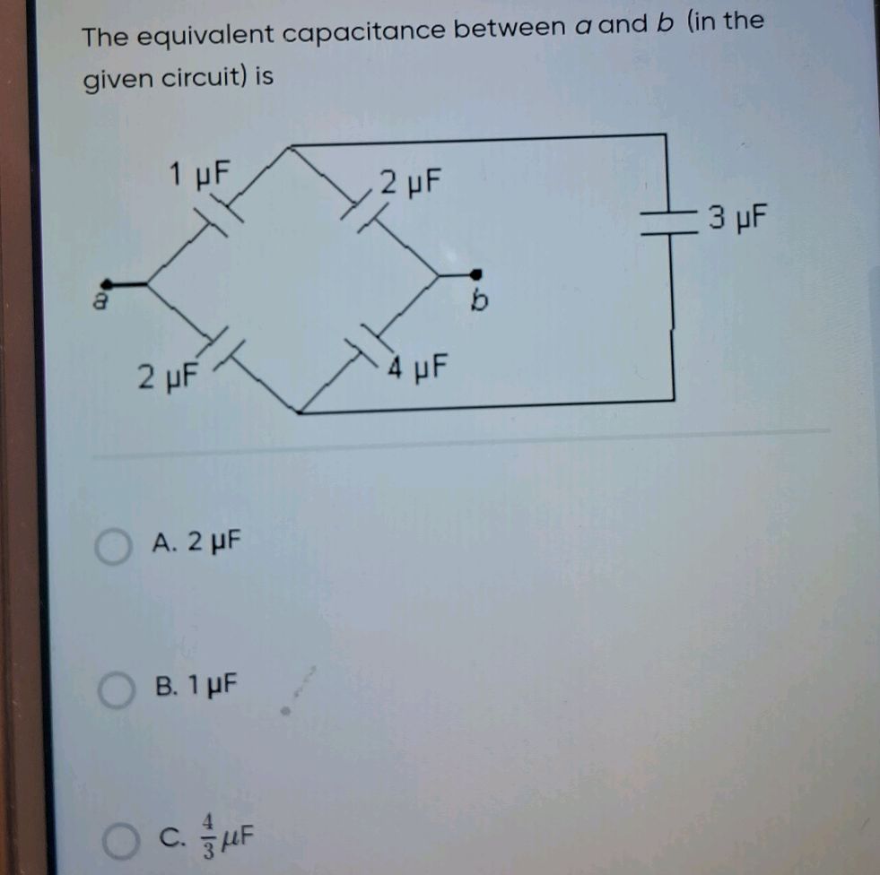 The equivalent capacitance between a and b | StudyX