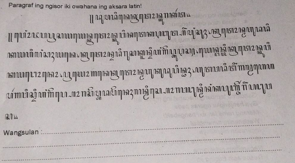 Paragraf ing ngisor iki owahana ing aksara | StudyX