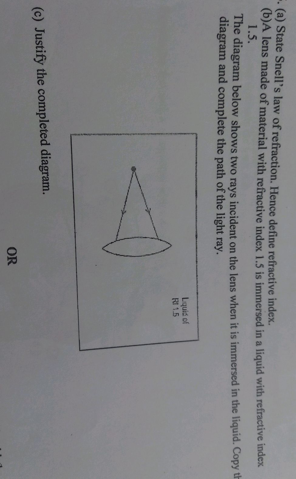 (a) State Snell's law of refraction. Hence | StudyX