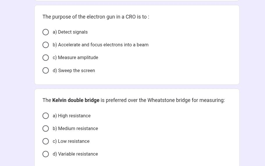 The purpose of the electron gun in a CRO is | StudyX
