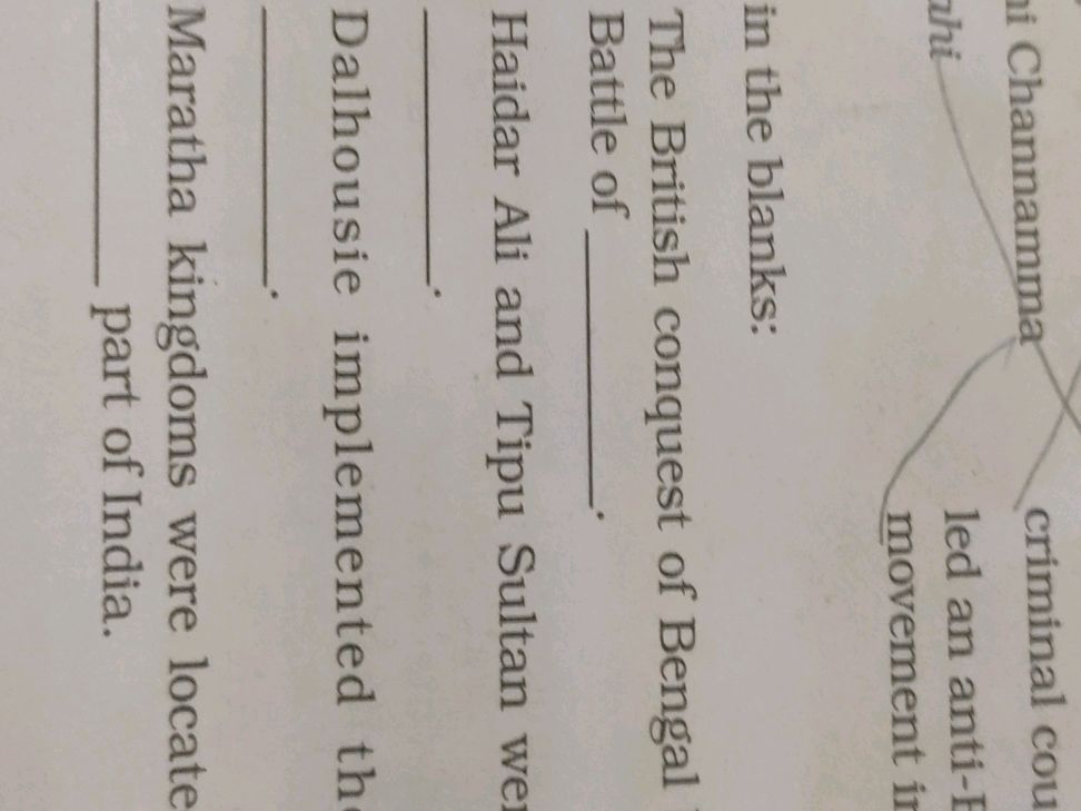 Fill in the blanks: The British conquest of | StudyX