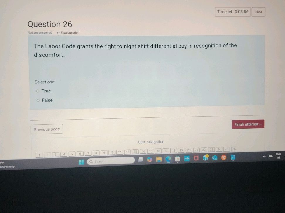 The Labor Code grants the right to night | StudyX