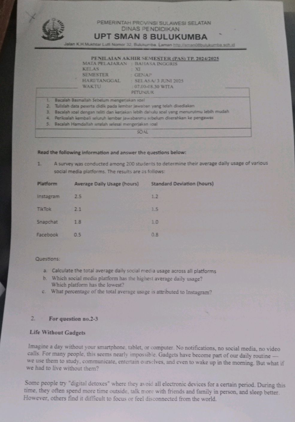 Read the following information and answer | StudyX