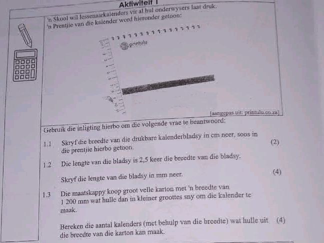 Gebruik die inligting hierbo om die volgende | StudyX