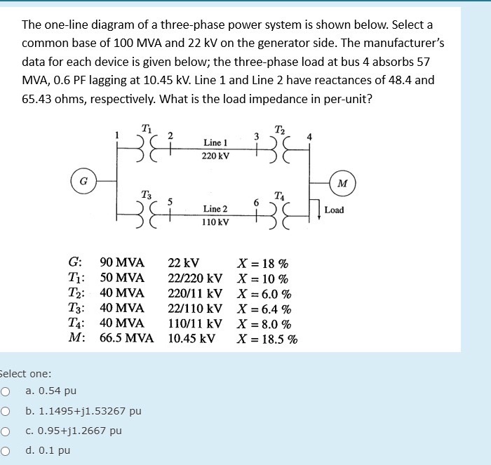 The one-line diagram of a three-phase power | StudyX