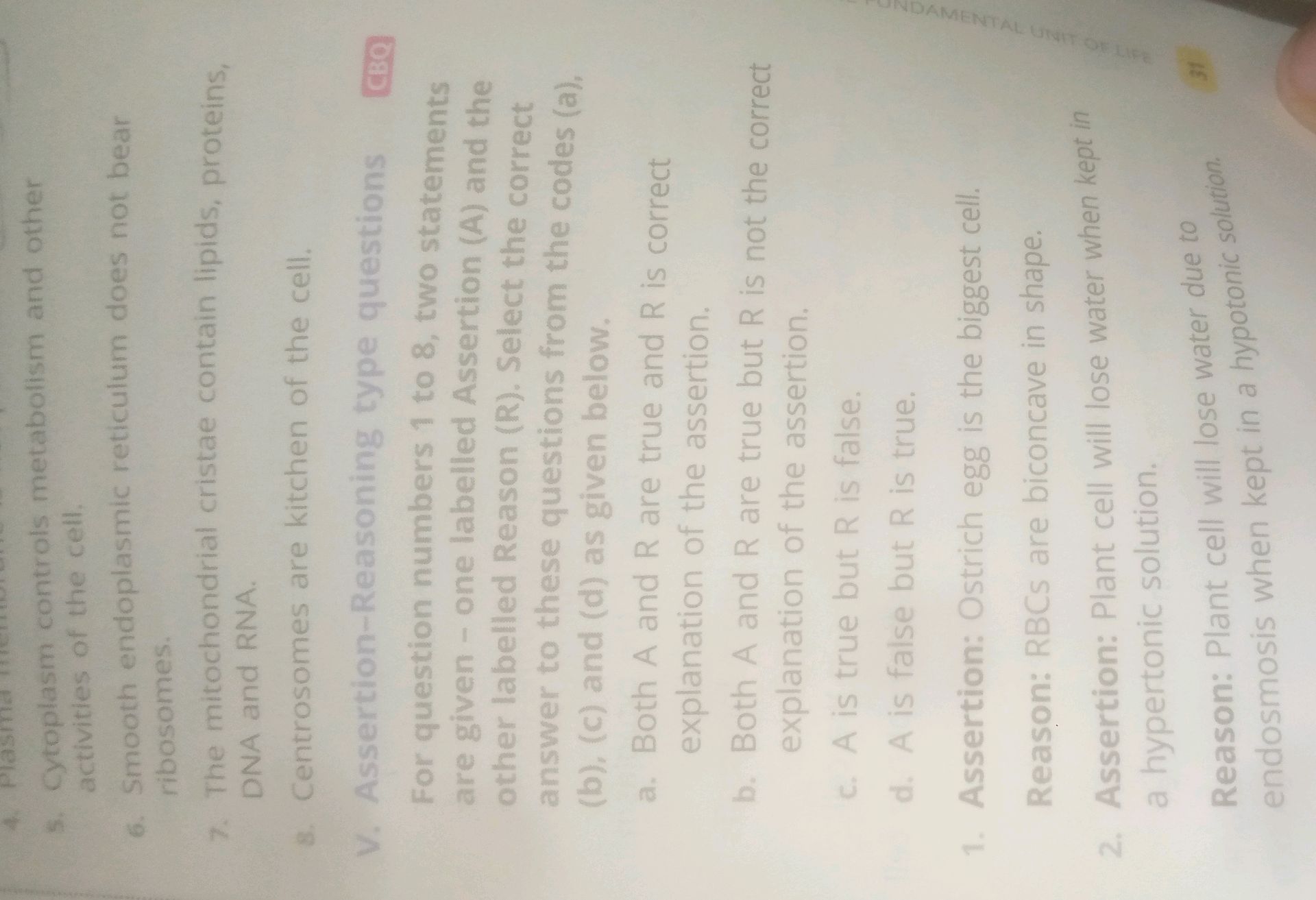 For question numbers 1 to 8, two statements | StudyX