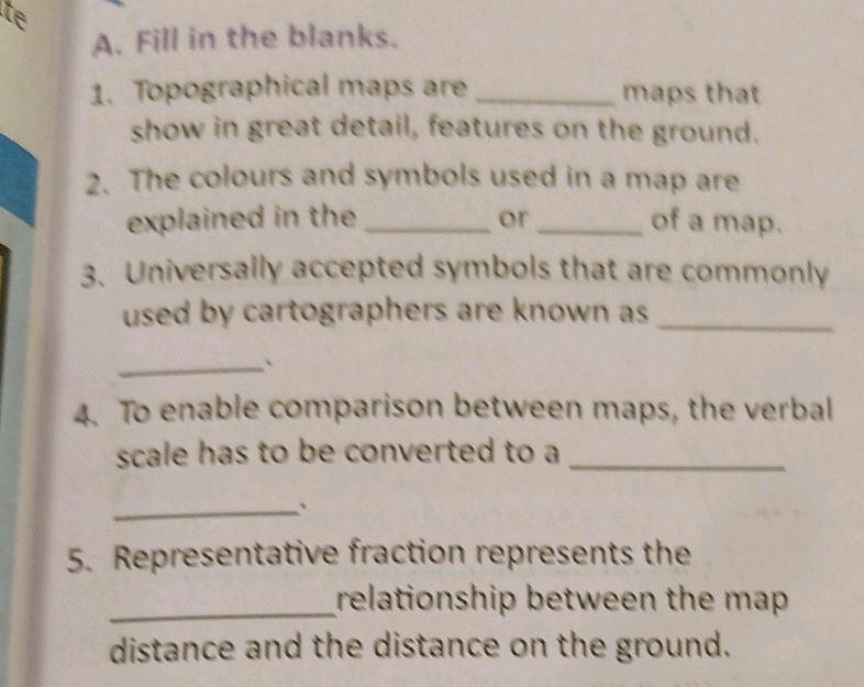A. Fill in the blanks. 1. Topographical | StudyX