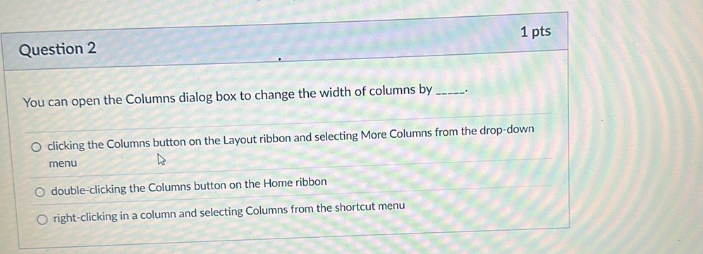 You can open the Columns dialog box to