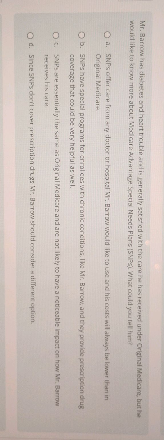 Mr. Barrow has diabetes and heart trouble | StudyX