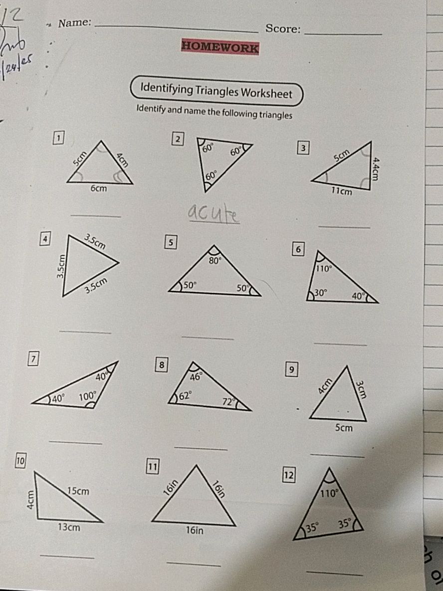 Identify and name the following triangles. | StudyX