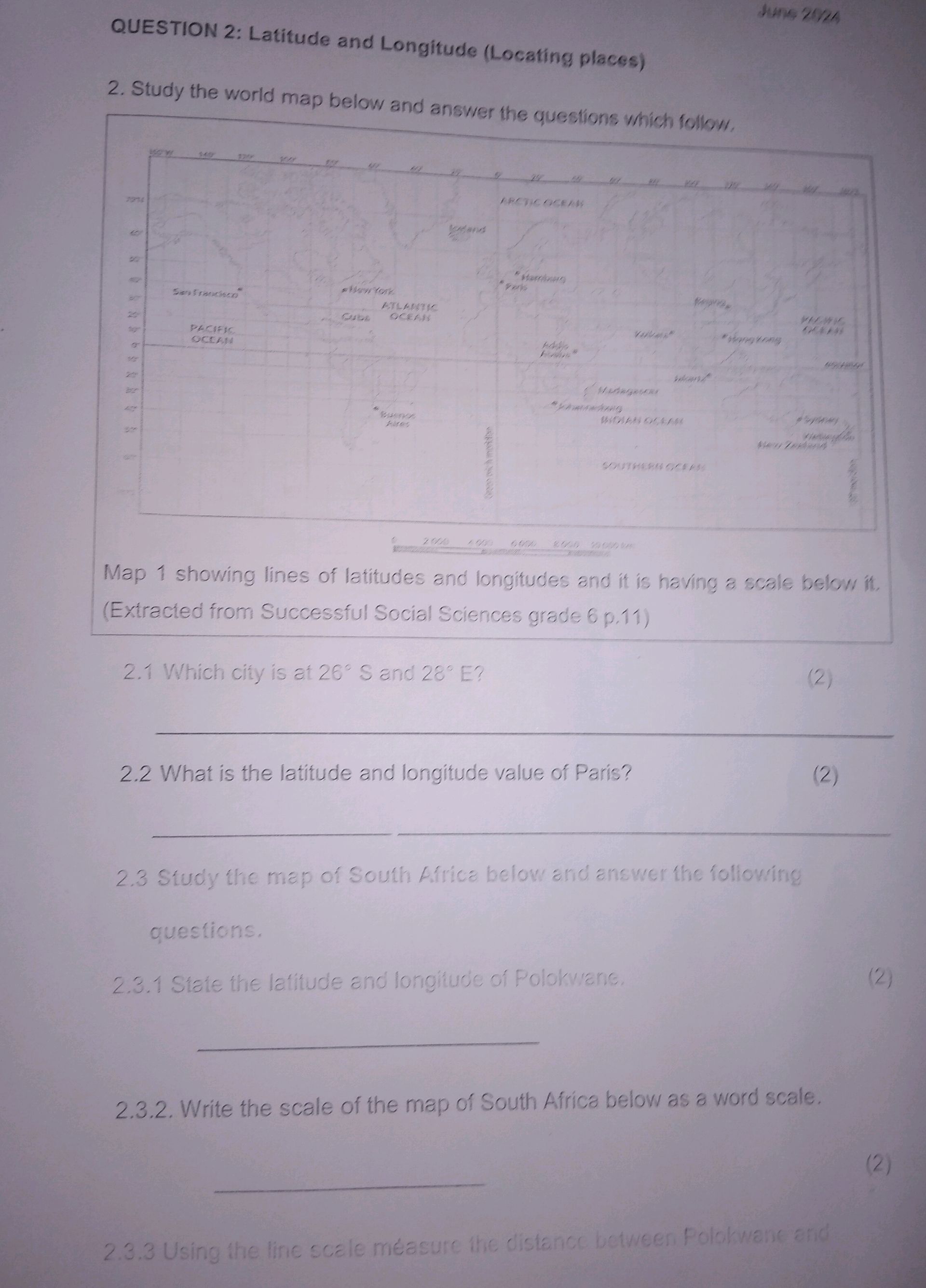 QUESTION 2: Latitude and Longitude (Locating | StudyX