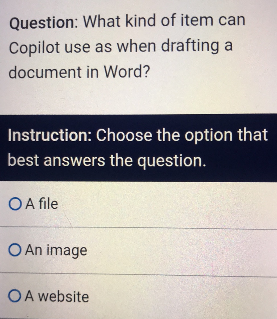 Question: What kind of item can Copilot use | StudyX