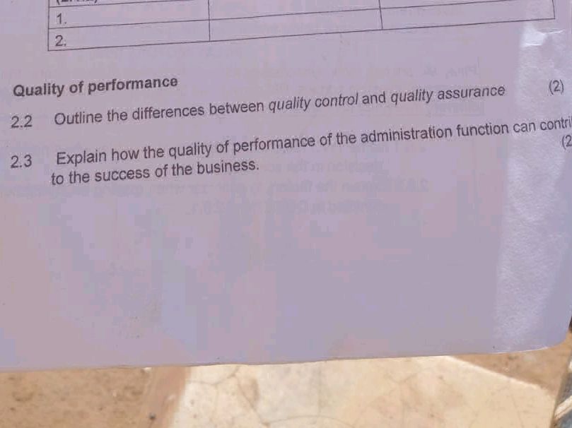 2. Outline the differences between quality | StudyX