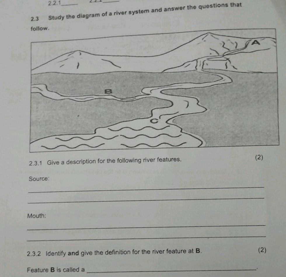 2.3 Study the diagram of a river system and | StudyX