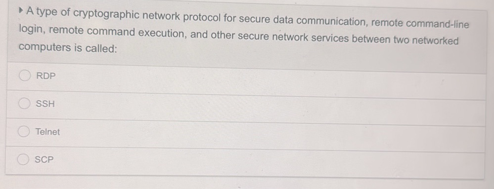 A type of cryptographic network protocol for | StudyX