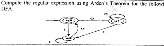 Compute the regular expression using Arden's | StudyX