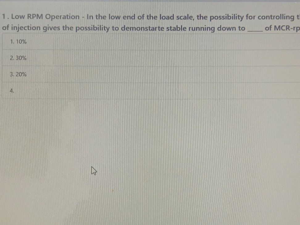 1. Low RPM Operation - In the low end of the | StudyX