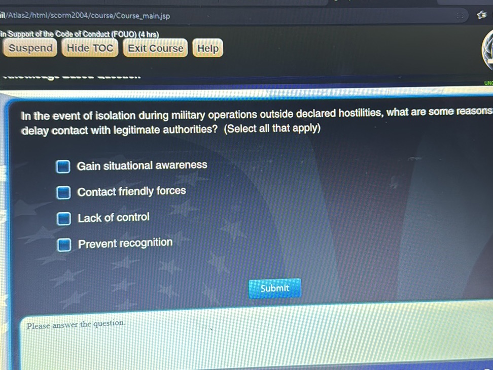 In the event of isolation during military | StudyX