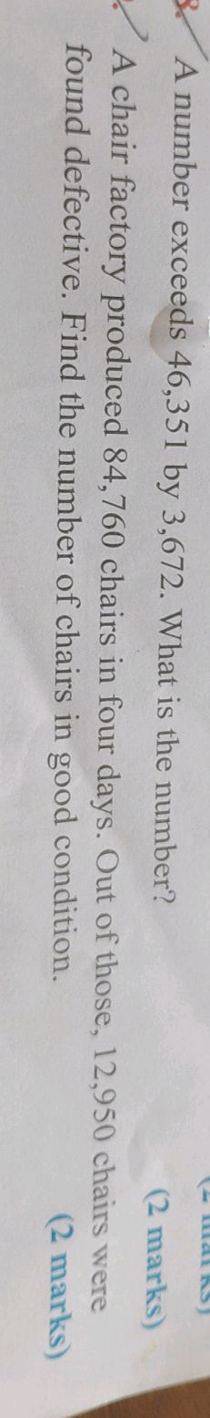 3. A number exceeds 46,351 by 3,672. What is | StudyX