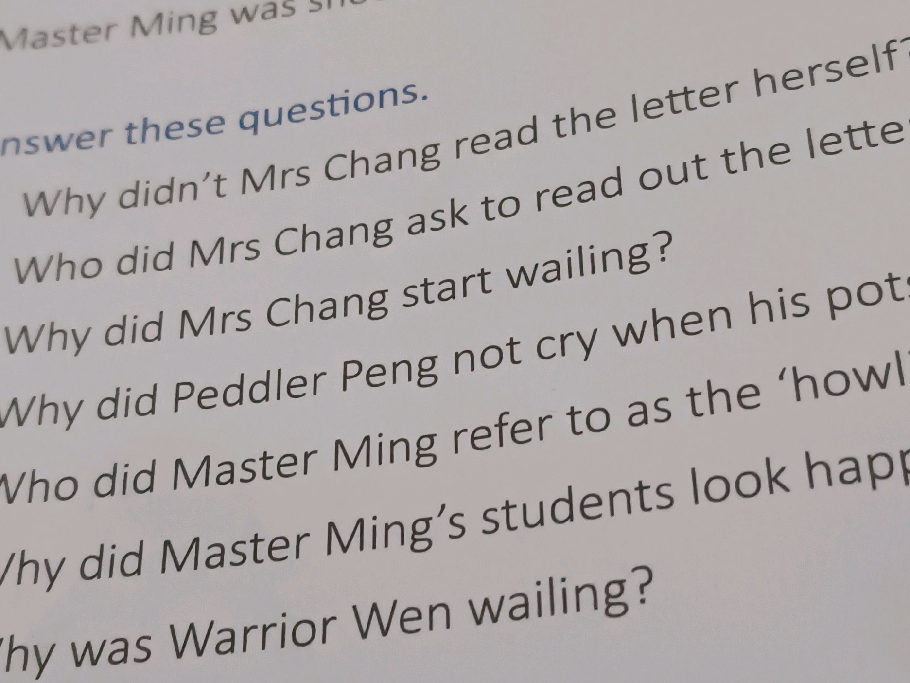 Why didn't Mrs Chang read the letter | StudyX