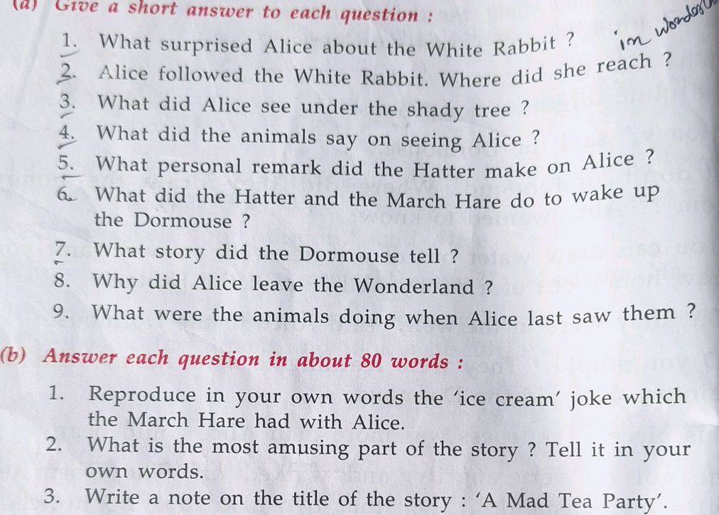 (a) Give a short answer to each question : | StudyX