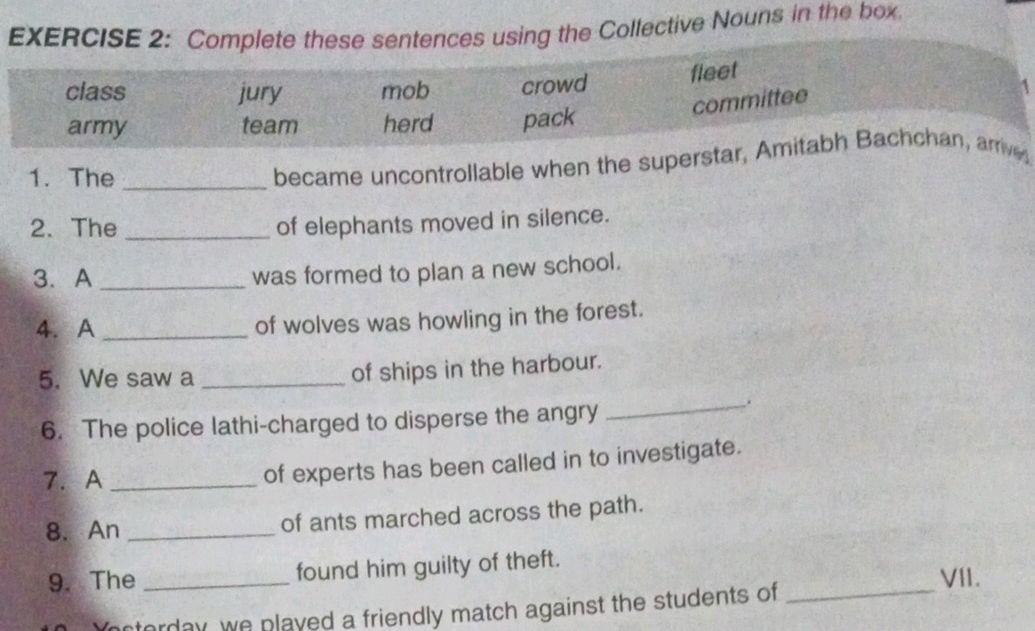 EXERCISE 2: Complete these sentences using | StudyX