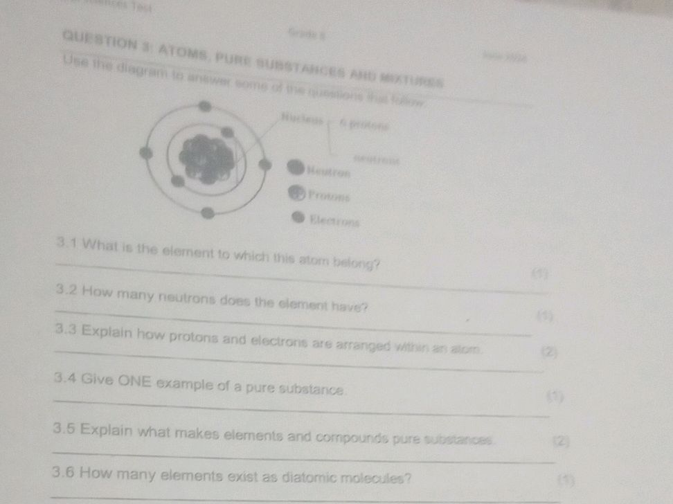 QUESTION 3: ATOMS, PURE SUBSTANCES AND | StudyX