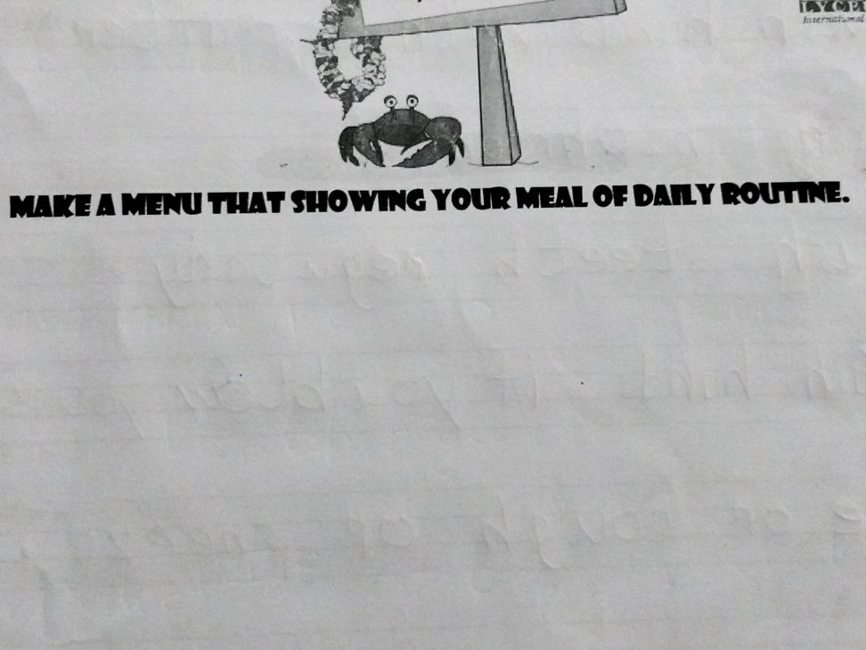 MAKE A MENU THAT SHOWING YOUR MEAL OF DAILY | StudyX