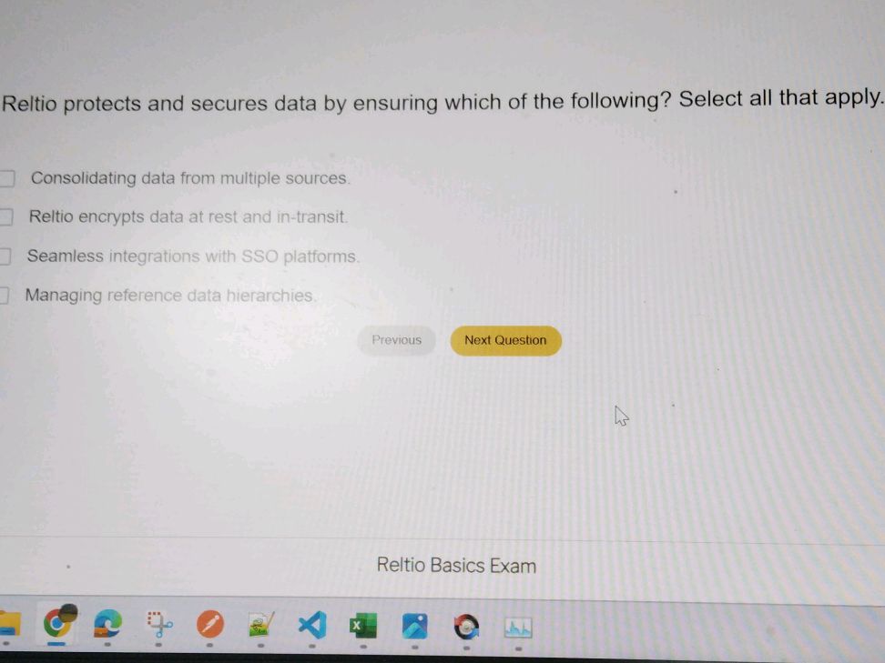 Reltio protects and secures data by ensuring | StudyX