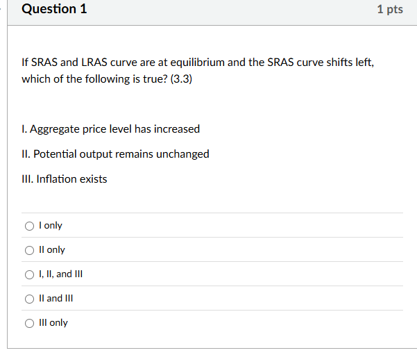 If SRAS and LRAS curve are at equilibrium | StudyX