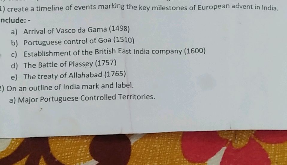 1) create a timeline of events marking the | StudyX