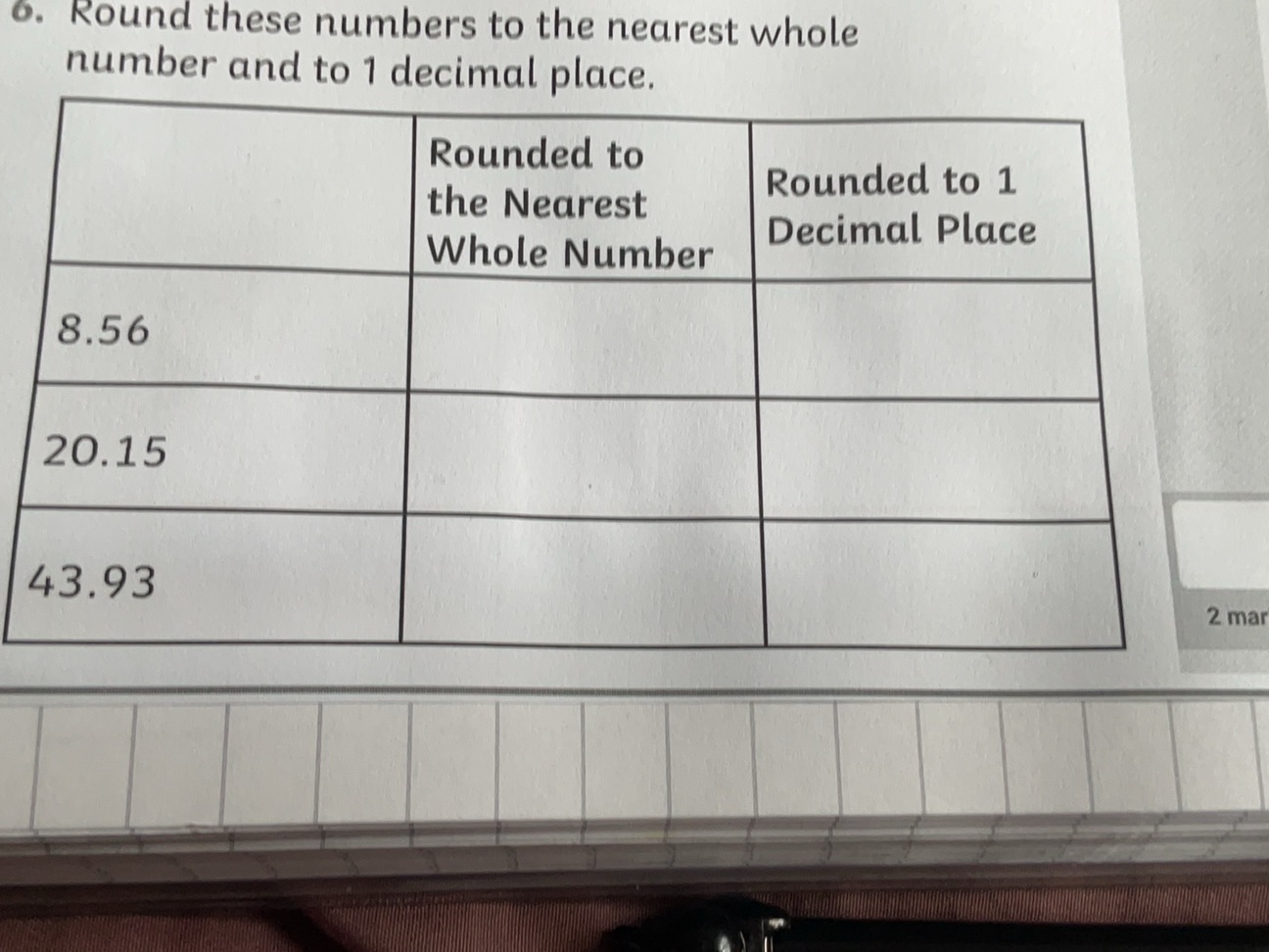 6. Round these numbers to the nearest whole | StudyX
