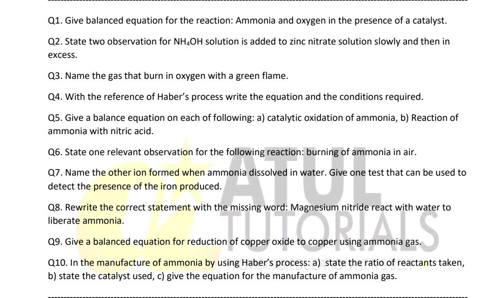 Q1. Give balanced equation for the reaction: | StudyX