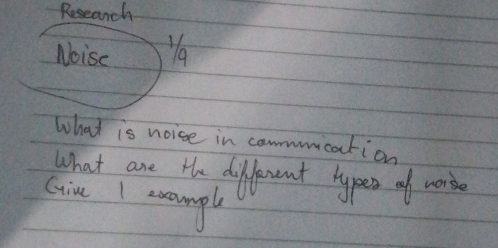 What is noise in communication What are the | StudyX