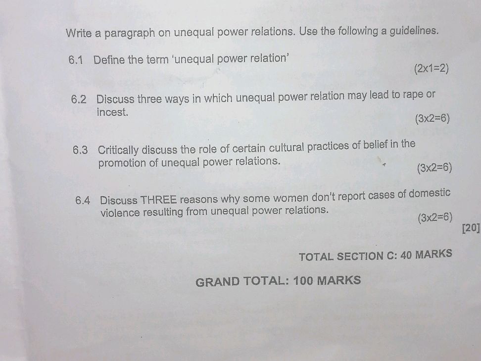 Write a paragraph on unequal power | StudyX