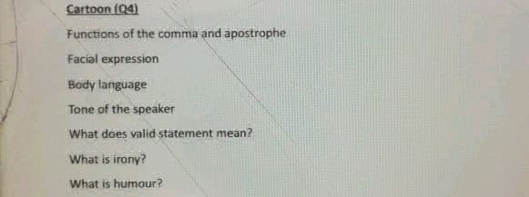 Cartoon (Q4) Functions of the comma and | StudyX